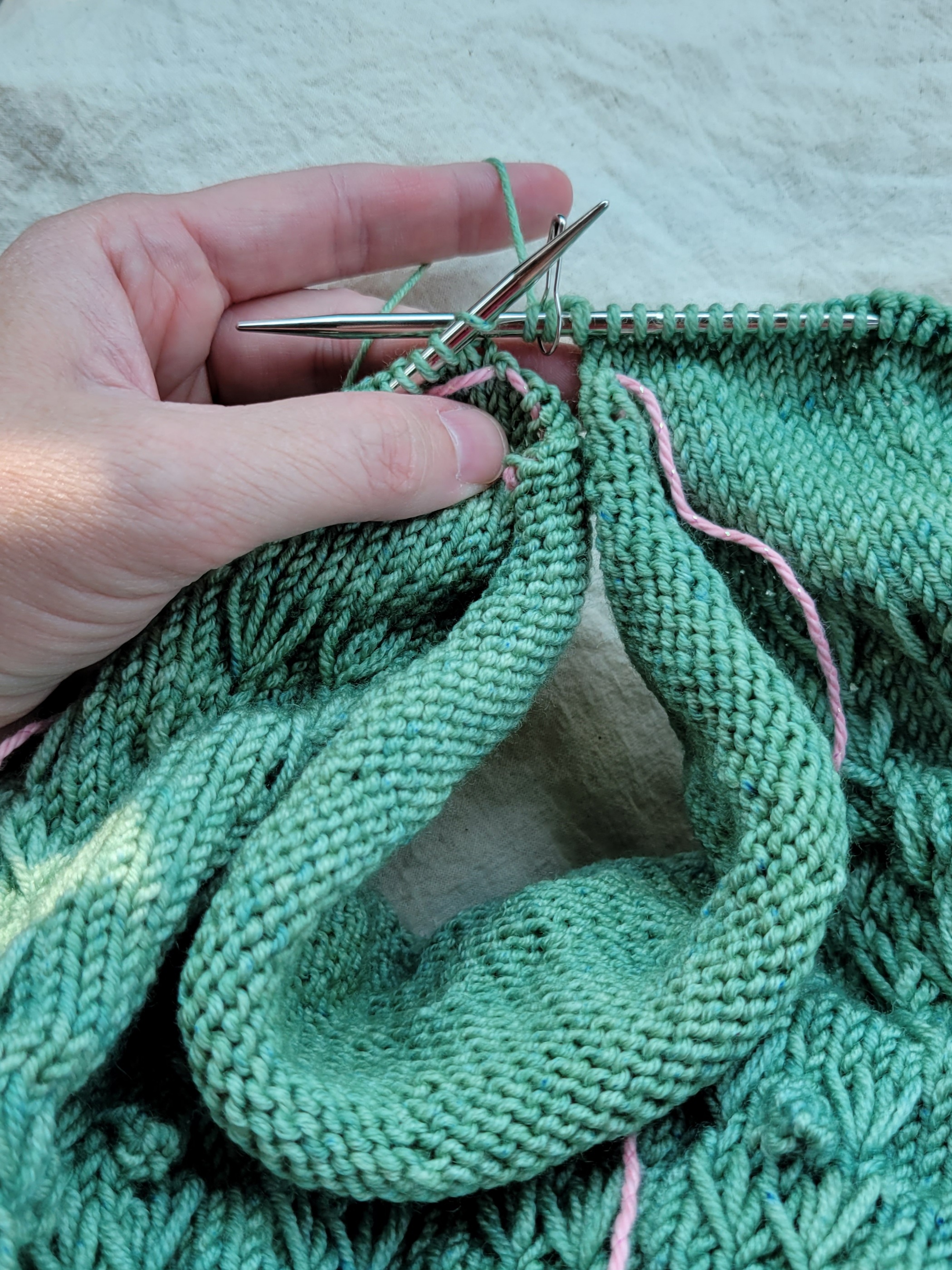 Knitting a Top Down Sweater: Dividing for Sleeves – Katie Clark Crochet